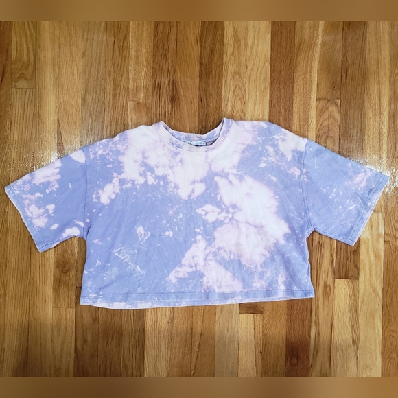 Zara | Tops | Zara Medium Purple And White Tie Dye Boxy Cropped Short ...